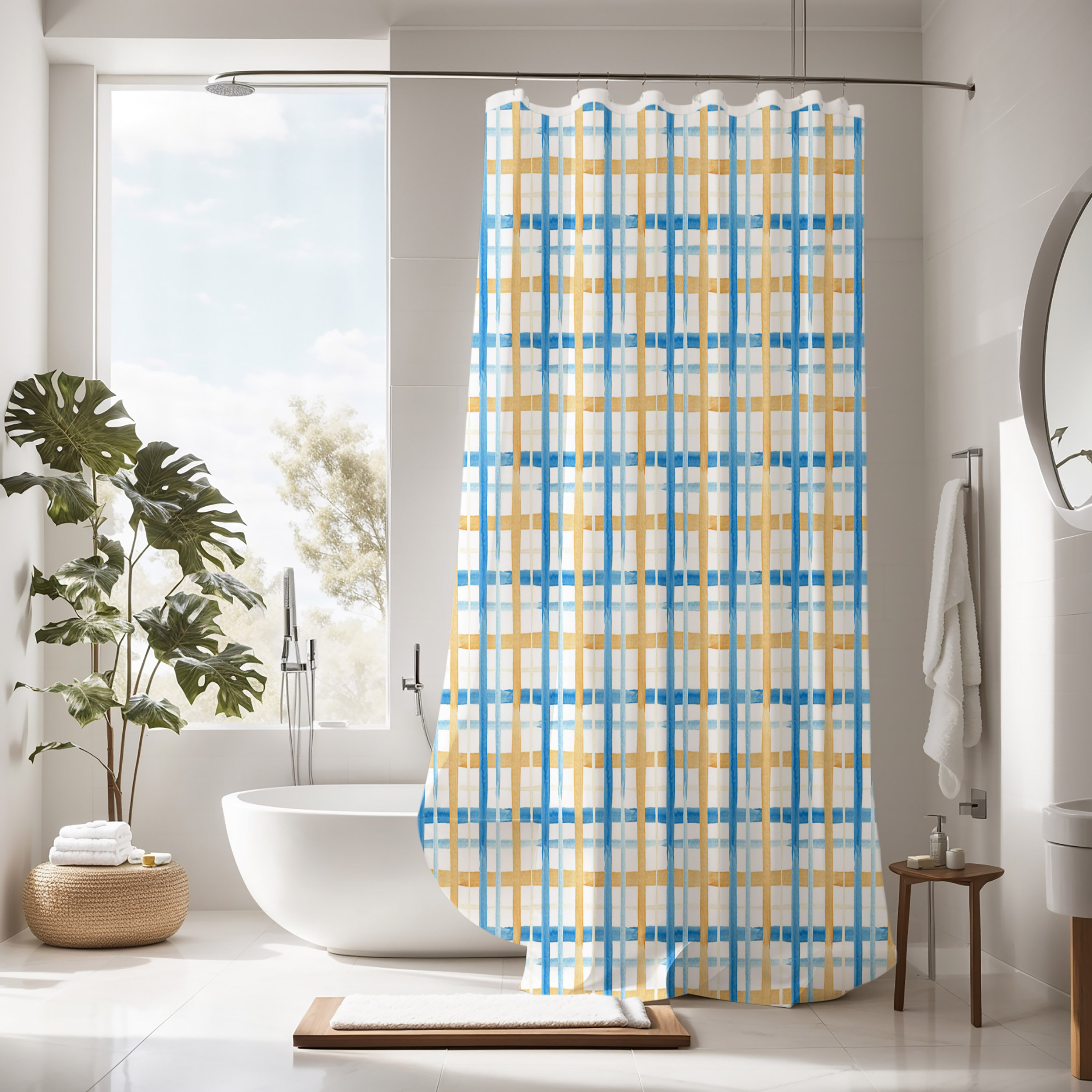 East Urban Home Checkered Shower Curtain Wayfair